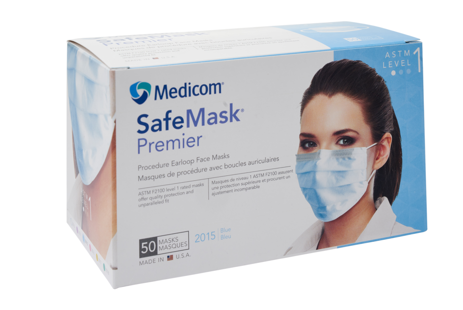 Medicom Premier ASTM Level 1 Earloop Mask – 50/box – Central Dental